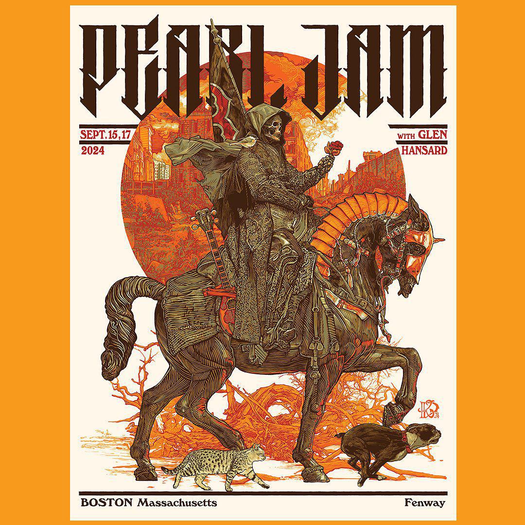 2024 Pearl Jam Boston Event Poster - Domaradzki | Ten Club LLC